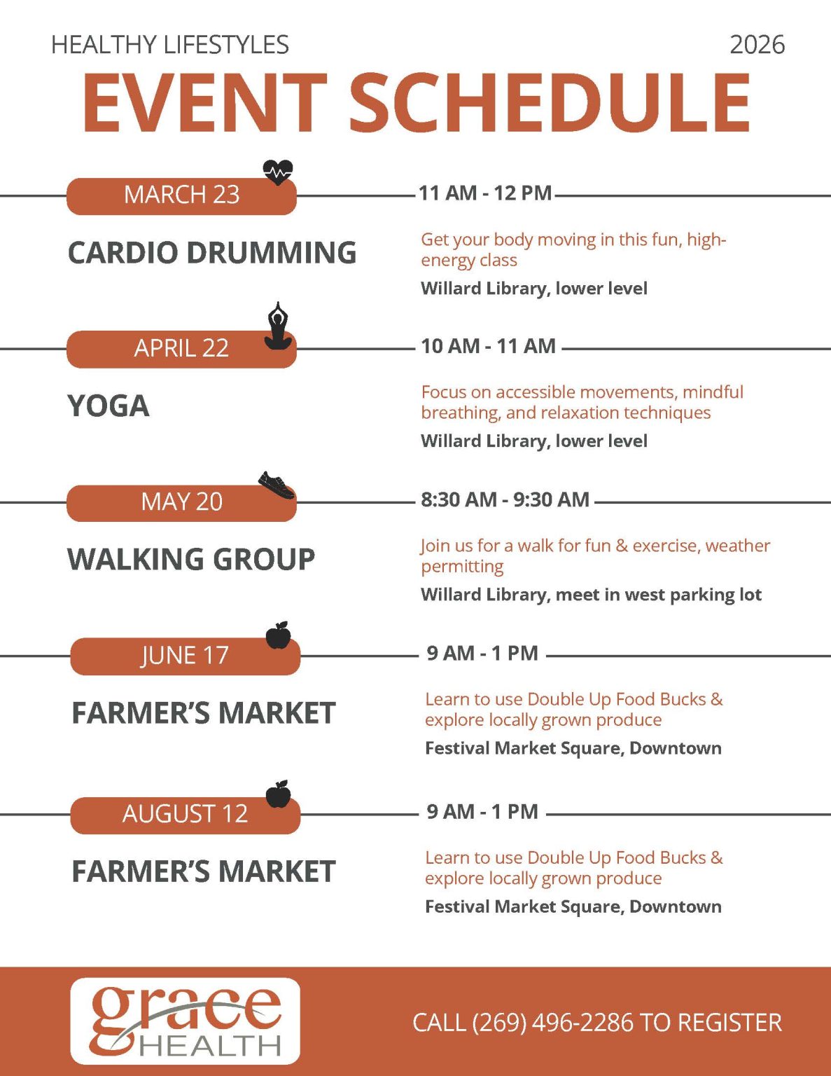 Healthy Lifestyles Event Schedule 2026 - Grace Health
